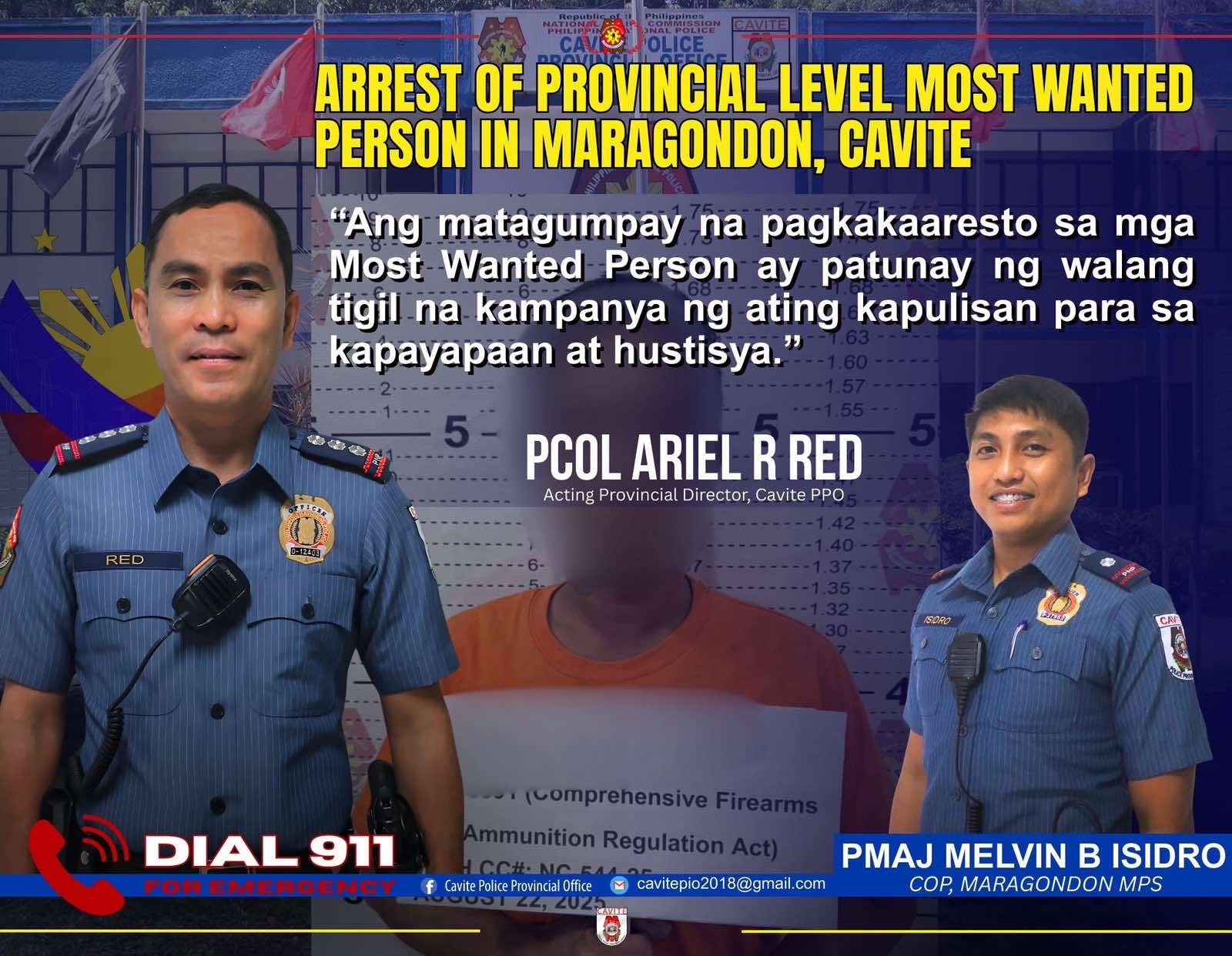 Provincial Most Wanted Person, arestado ng Cavite PNP