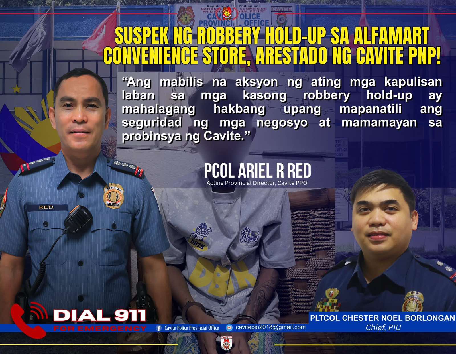 Suspek ng robbery hold-up sa Alfamart, arestado ng Cavite PNP