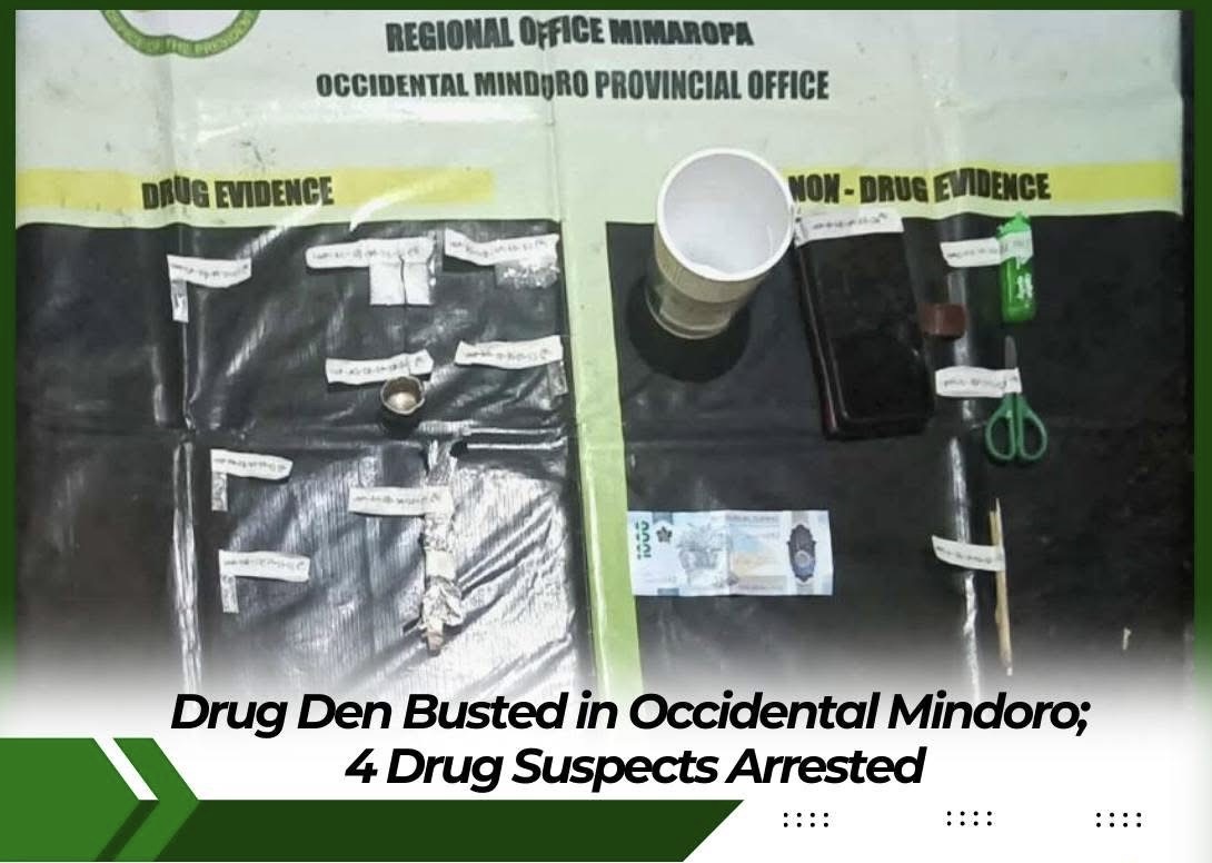 Drug den sa Occidental Mindoro, nabuwag; apat, arestado