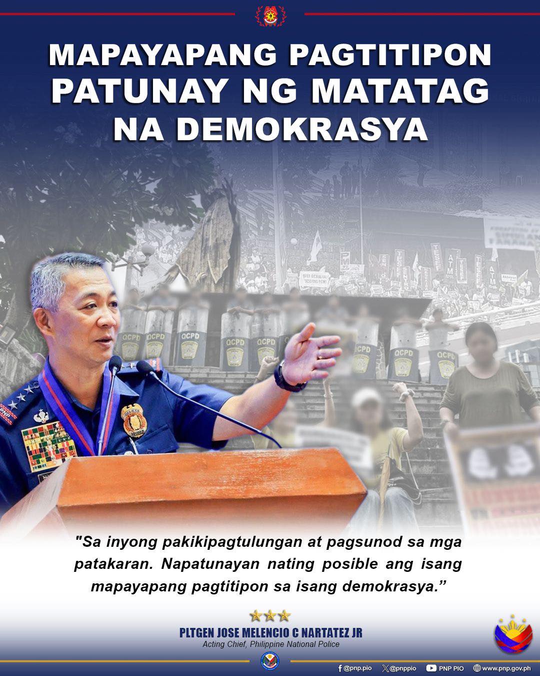 Mapayapang pagtitipon patunay ng matatag na demokrasya - PNP