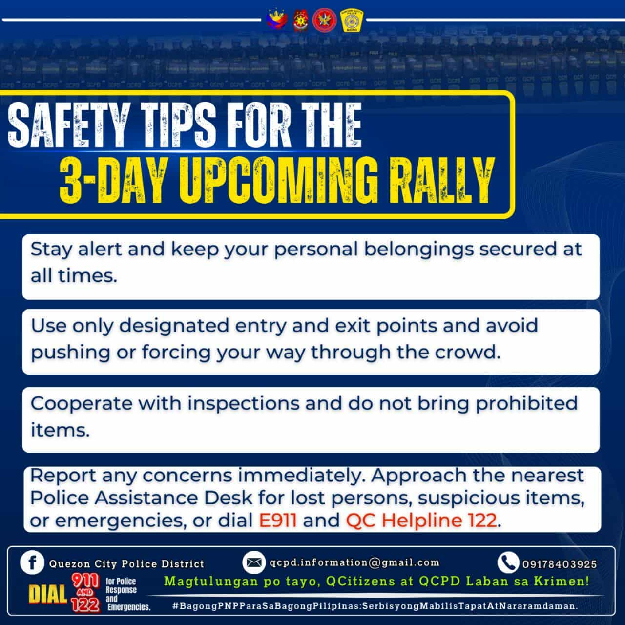 Safety Tips for the 3-Day Upcoming Rally