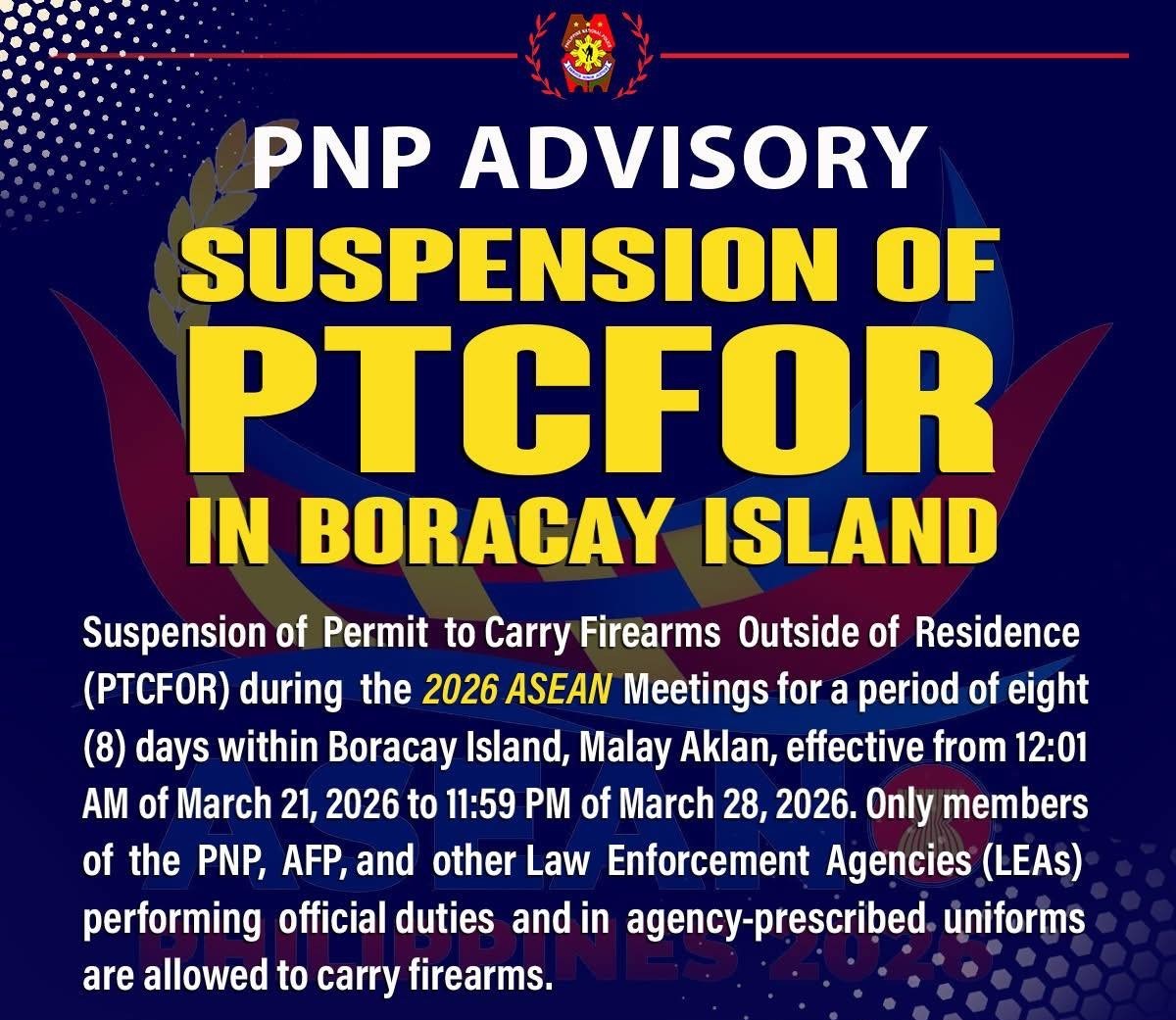 Permit to Carry Firearms Outside of Residence (PTCFOR), pansamantalang ...